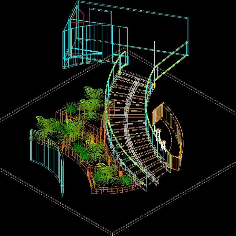 Helical Stair 3D DWG Model for AutoCAD • Designs CAD