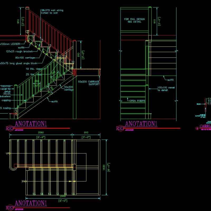 Ladder Two Sections DWG Section for AutoCAD • Designs CAD