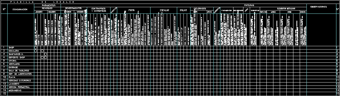 List Of The Premises DWG Block for AutoCAD • Designs CAD