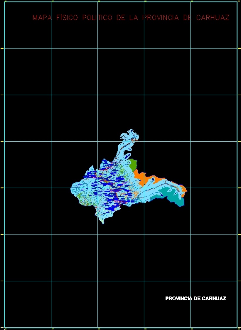 Map Physical And Political Of Carhuaz DWG Block for AutoCAD • Designs CAD