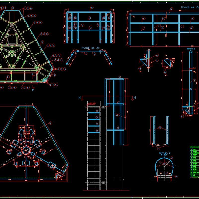 Metal Staircase, Construction Platforms DWG Block for AutoCAD • Designs CAD