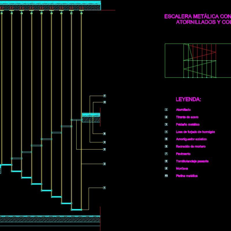 Metallic Suspended Stair DWG Detail for AutoCAD | DesignsCAD