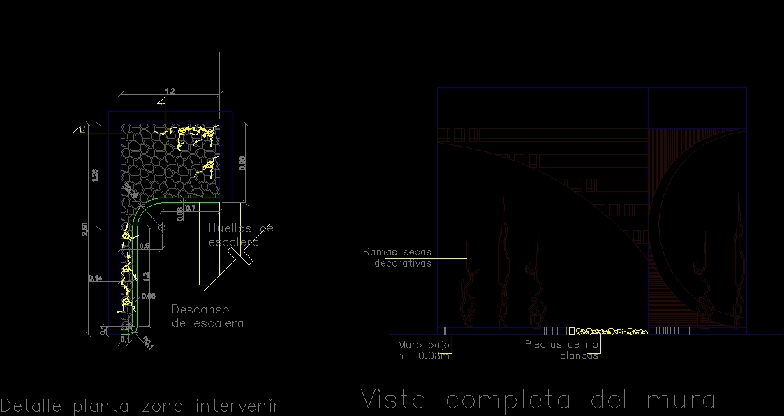 Mural, Spa Entrance, Office Building Staircase Landing DWG Plan for ...