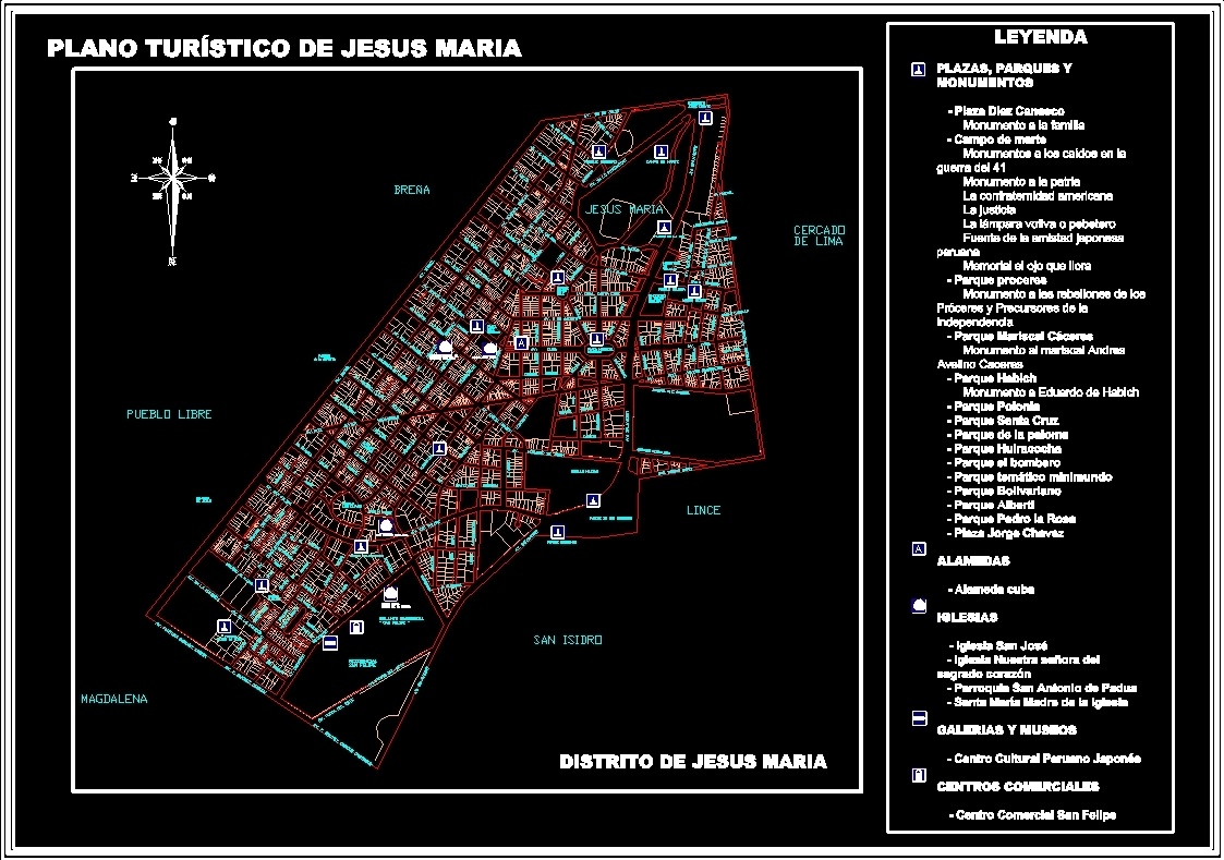 Parcel Map, Jesus Maria District, Lima, Peru DWG Block for AutoCAD ...