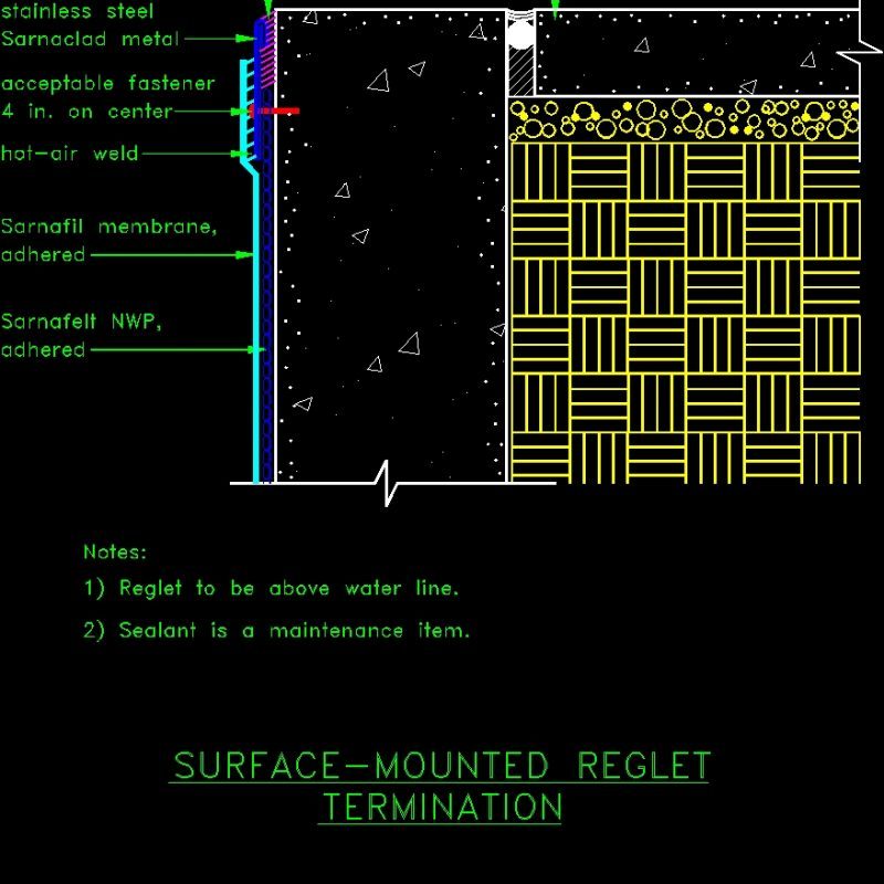 Pools - Detail Membrane Placement - Superior Border Detail DWG Detail ...