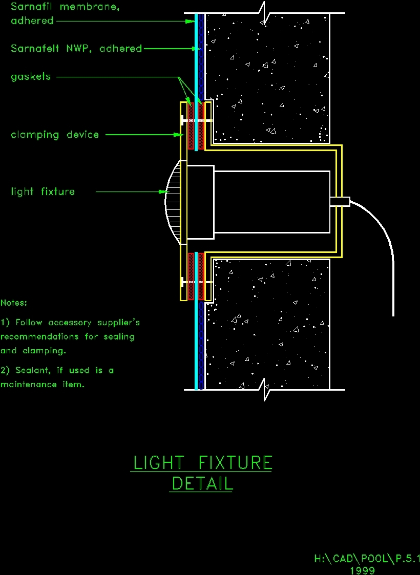 Pools - Details Colocation Lights Into Walls DWG Detail for AutoCAD ...