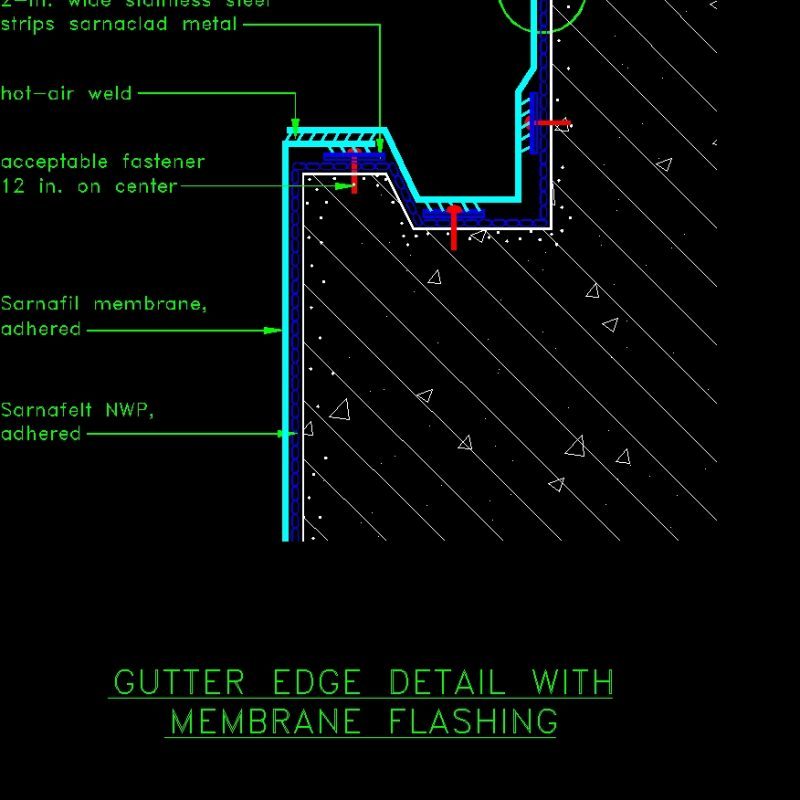 Pools - Membrane Placement - Superior Border Detail DWG Detail for ...