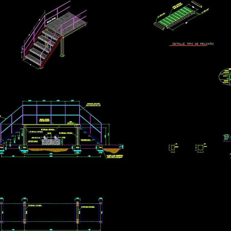 Steel Platform Stair, Entrance Stair DWG Detail for AutoCAD • Designs CAD
