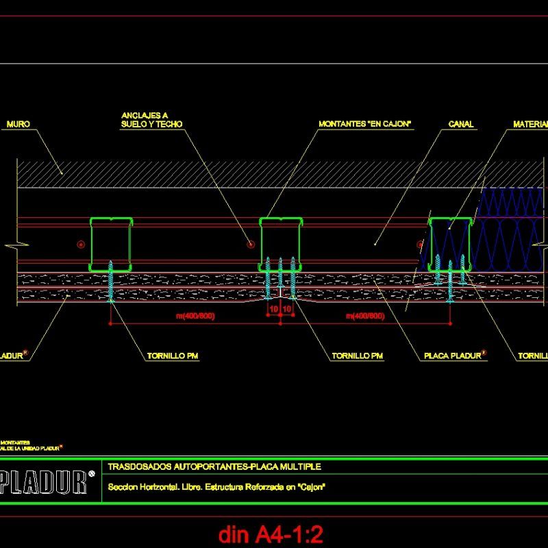 Backing Board Multiple Plate - Plaster Panels DWG Section for AutoCAD ...