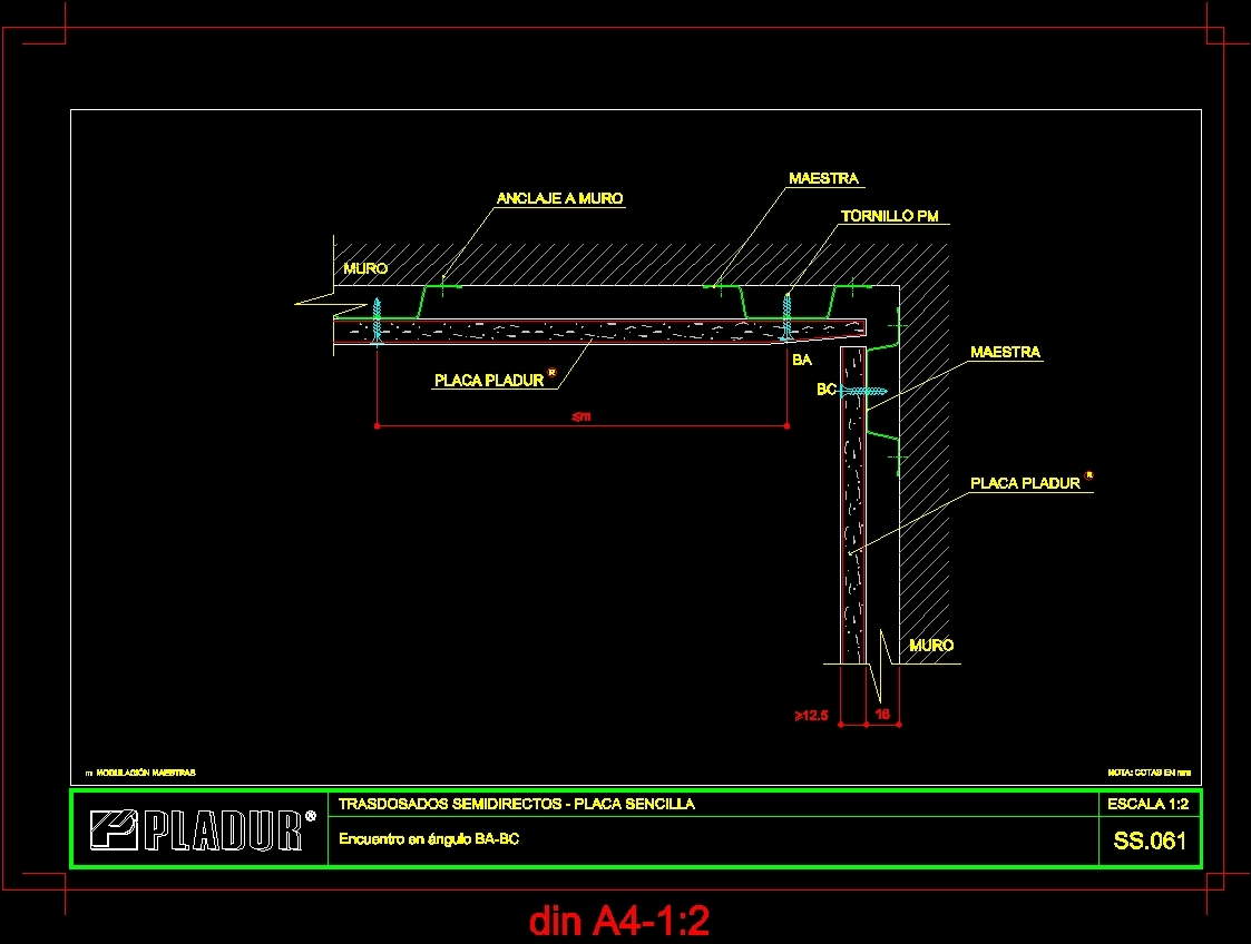 Backing Board Semi Direct Simple Plate - Details - Sections DWG Section ...