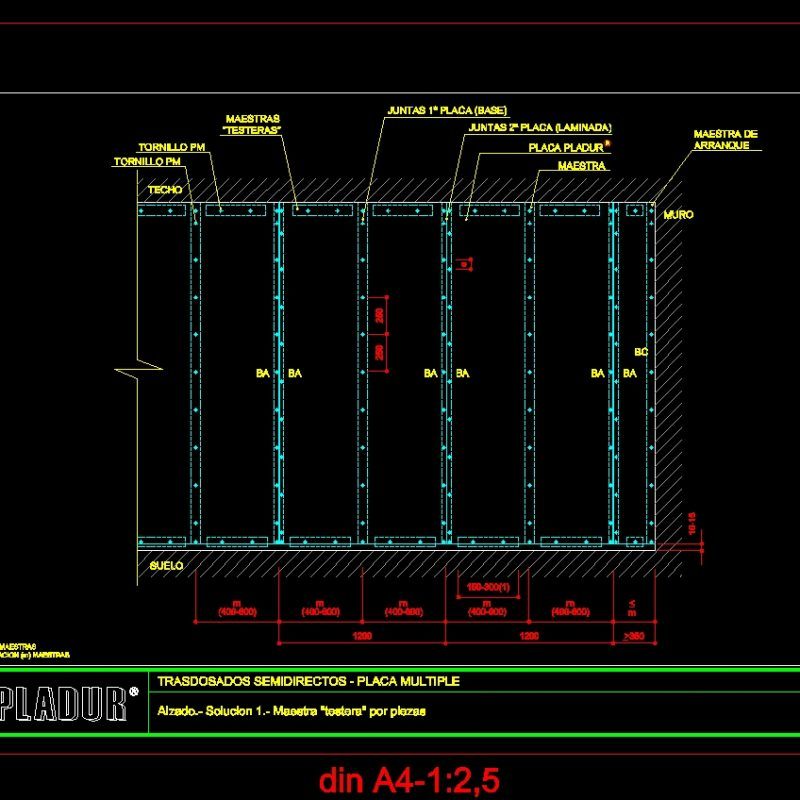 Backing Board Semidirect Multiple Plate DWG Section for AutoCAD ...