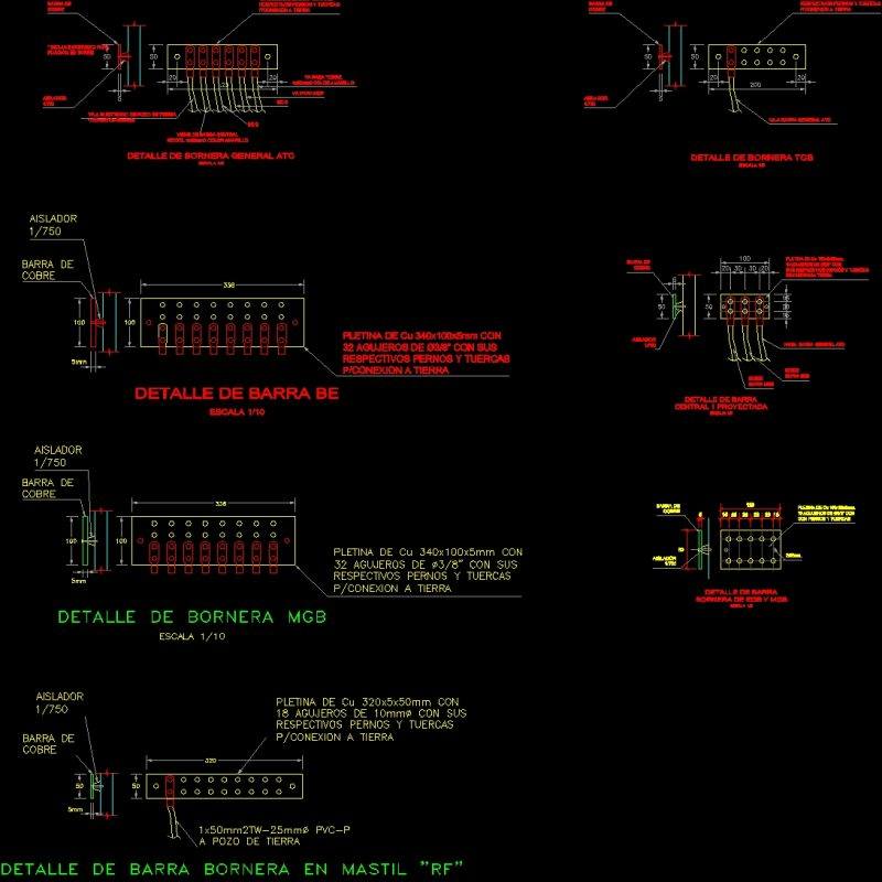Bars Terminal Boards DWG Detail for AutoCAD • Designs CAD