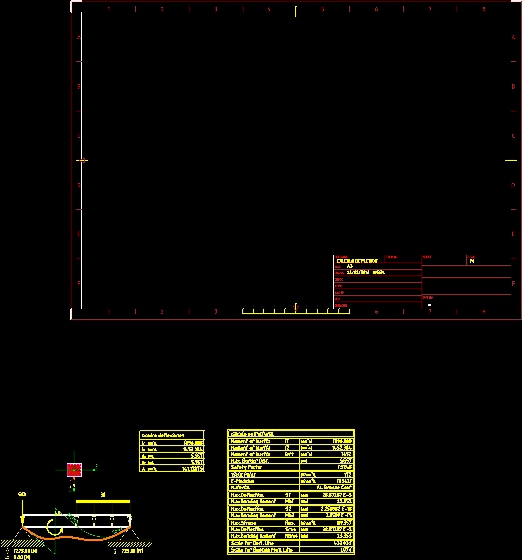 Beam Deflection Calculation Of The Supported Load 2D DWG Elevation for ...