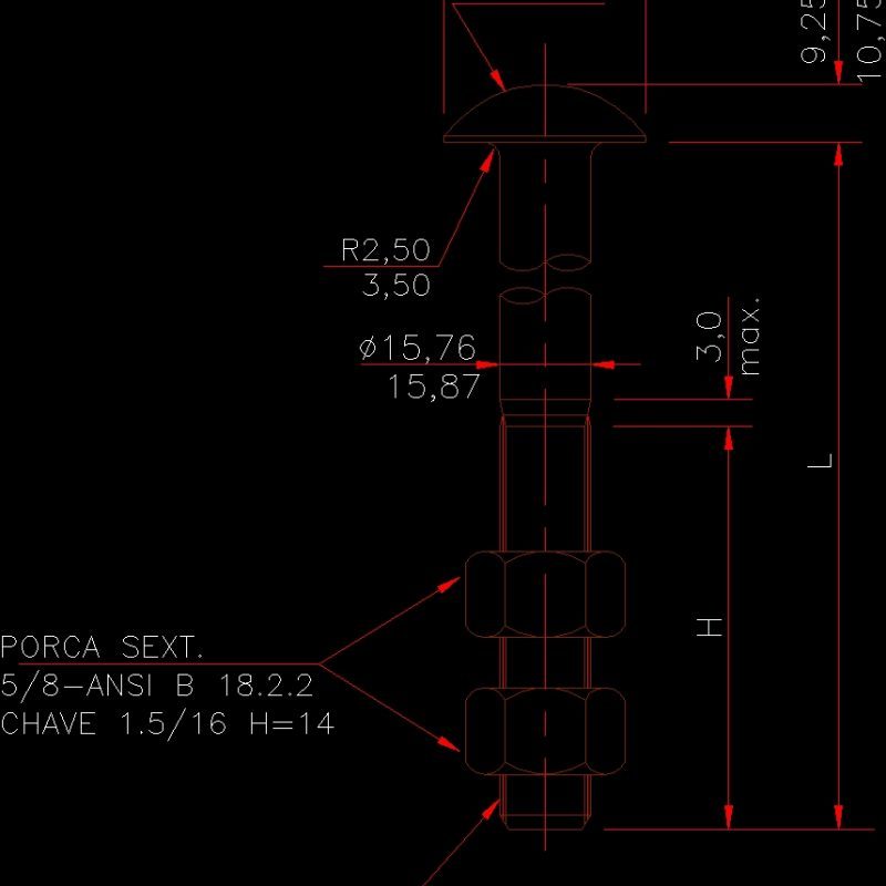 Bolt - Parafuso Degrau DWG Detail for AutoCAD • Designs CAD
