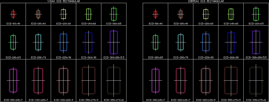 Catalog Eco Rectangular Structural Tubular Beams DWG Block for AutoCAD ...
