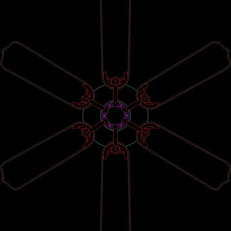 Ceiling Fan 6 Blades 2D DWG Block for AutoCAD • Designs CAD
