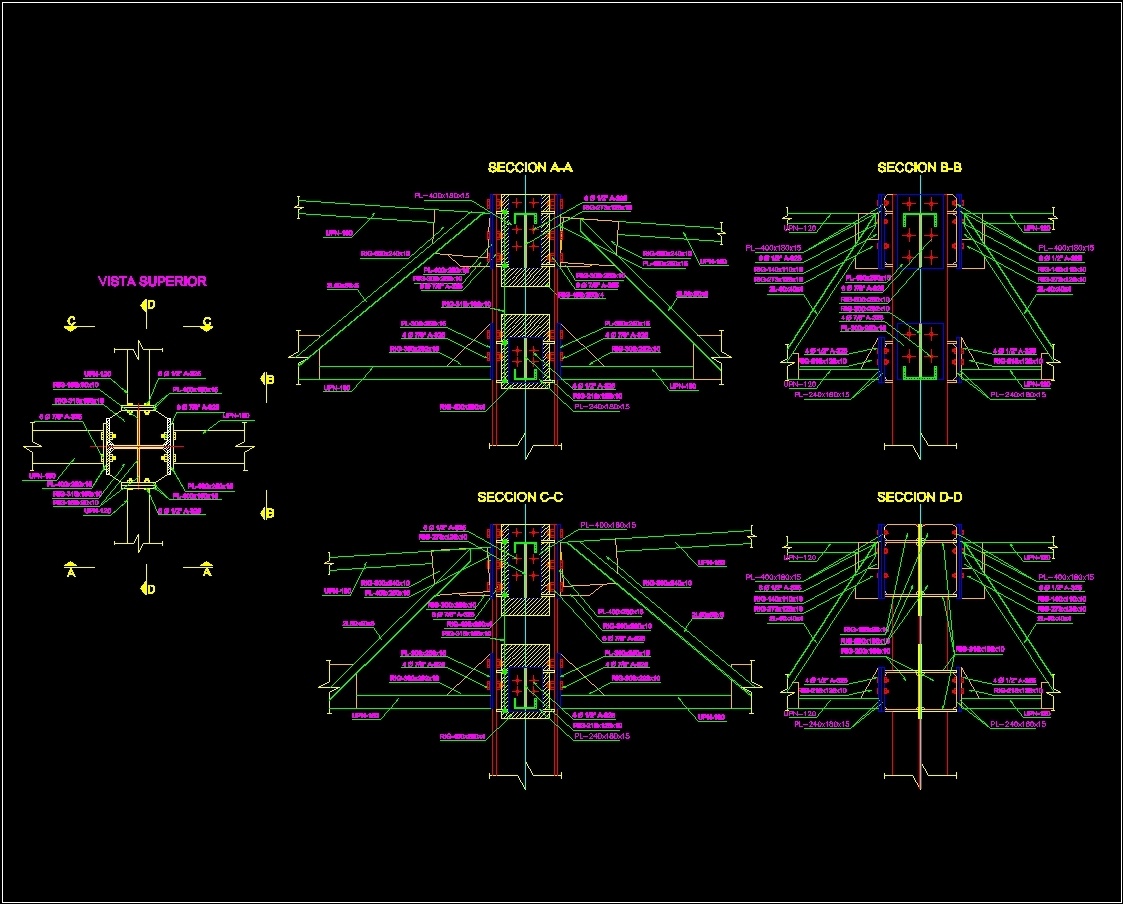 Connection Detail - Truss With Column DWG Detail for AutoCAD • Designs CAD
