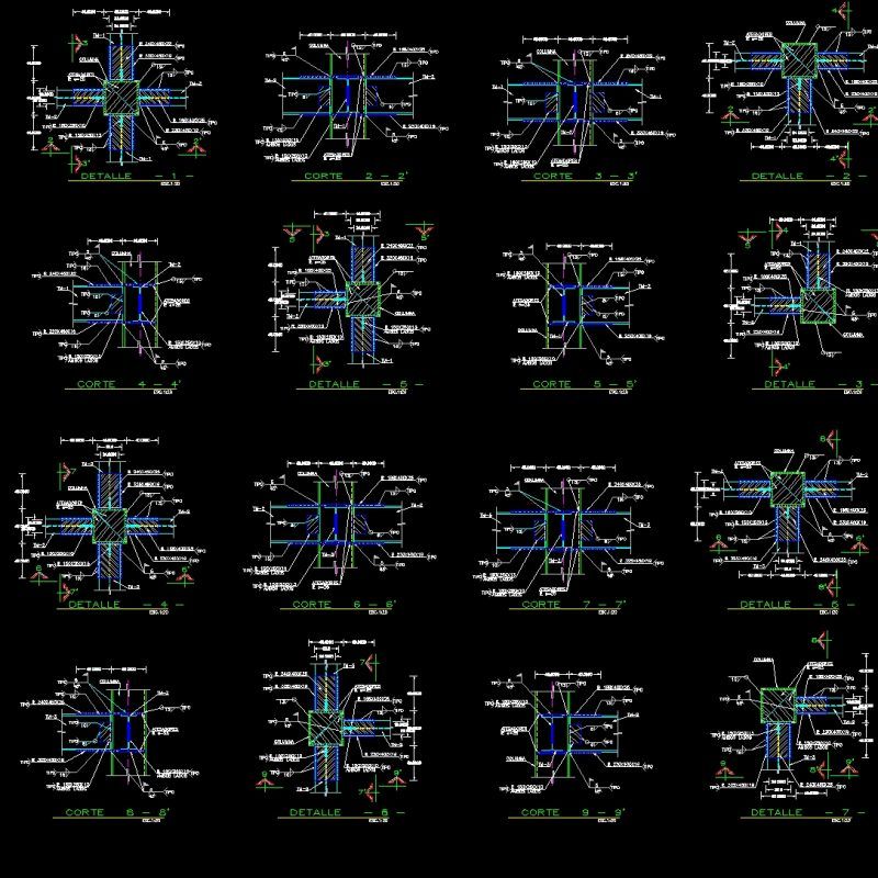 Connection Of Steel Beams To Columns DWG Detail for AutoCAD | DesignsCAD