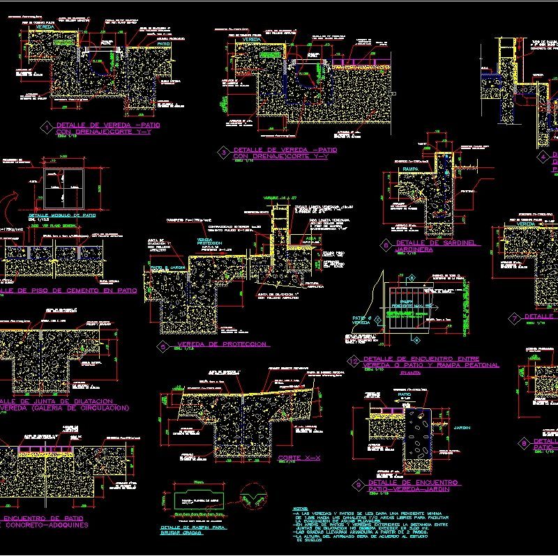 Construction Details Of Floors And Sidewalks Outdoors DWG Detail for ...