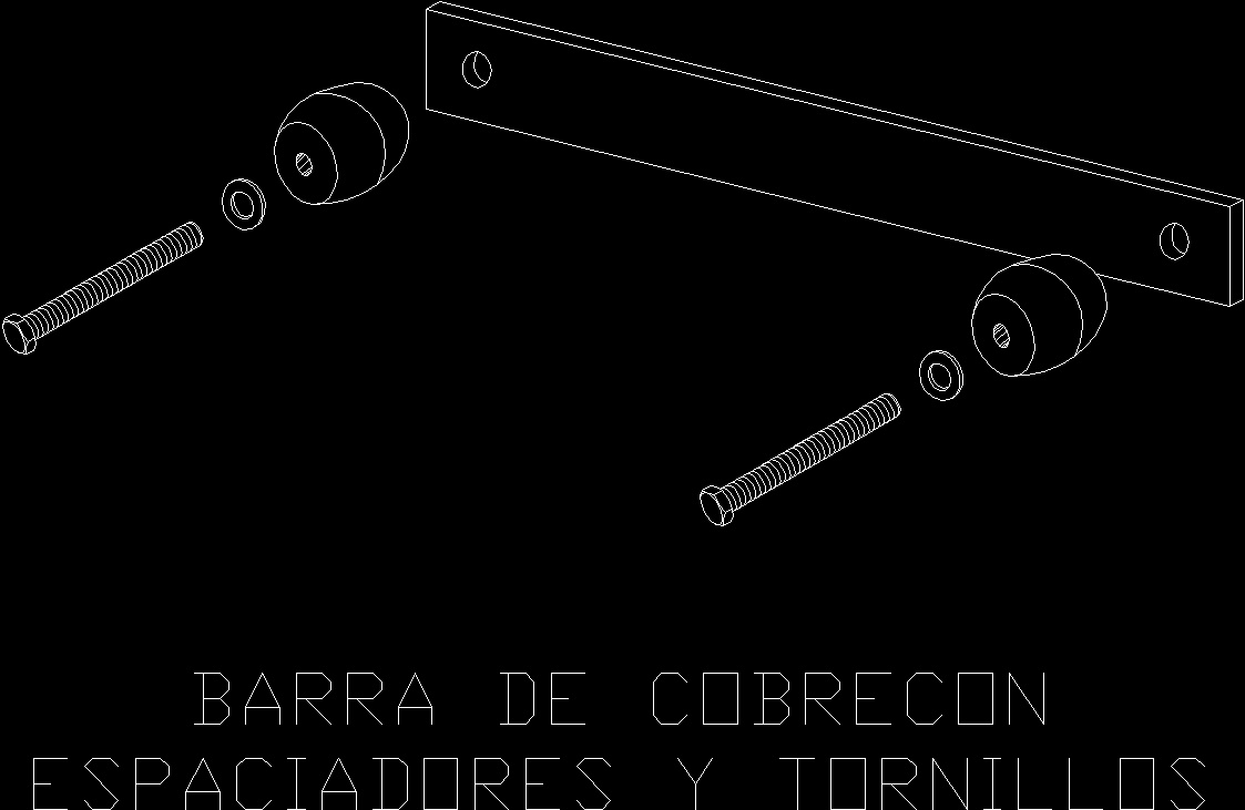Copper Bar, Insulators And Screws DWG Block for AutoCAD • Designs CAD