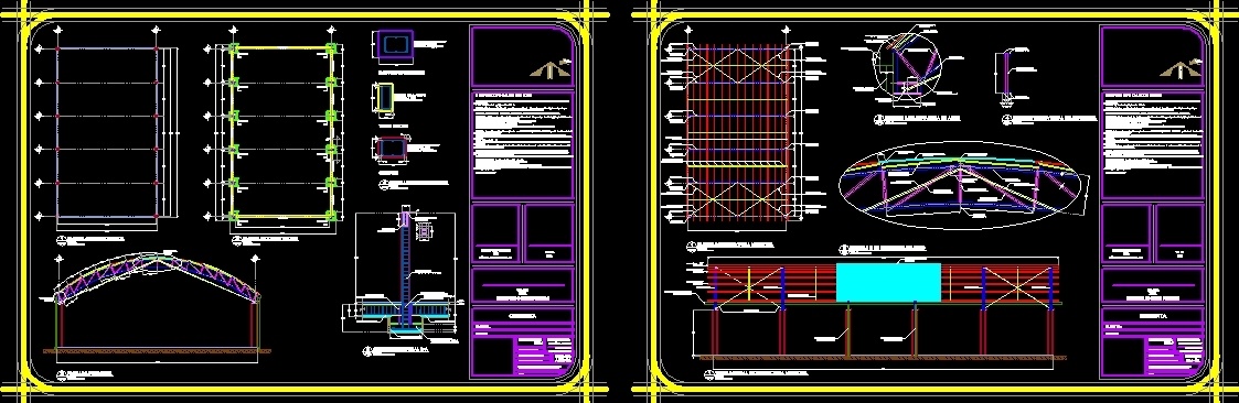 Curved Roof Support Structure DWG Section for AutoCAD • Designs CAD