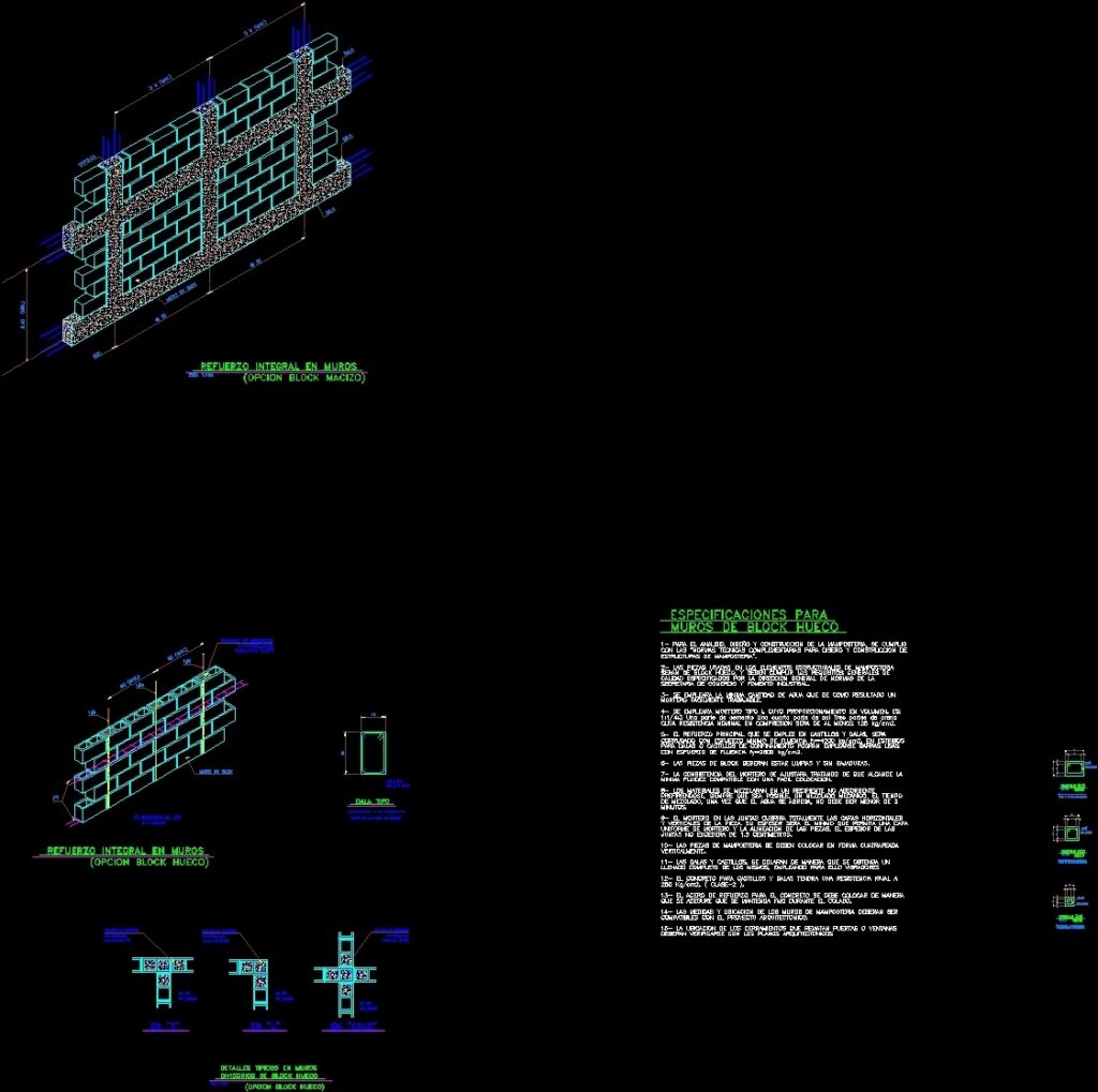 Detail Block Walls DWG Detail for AutoCAD • Designs CAD