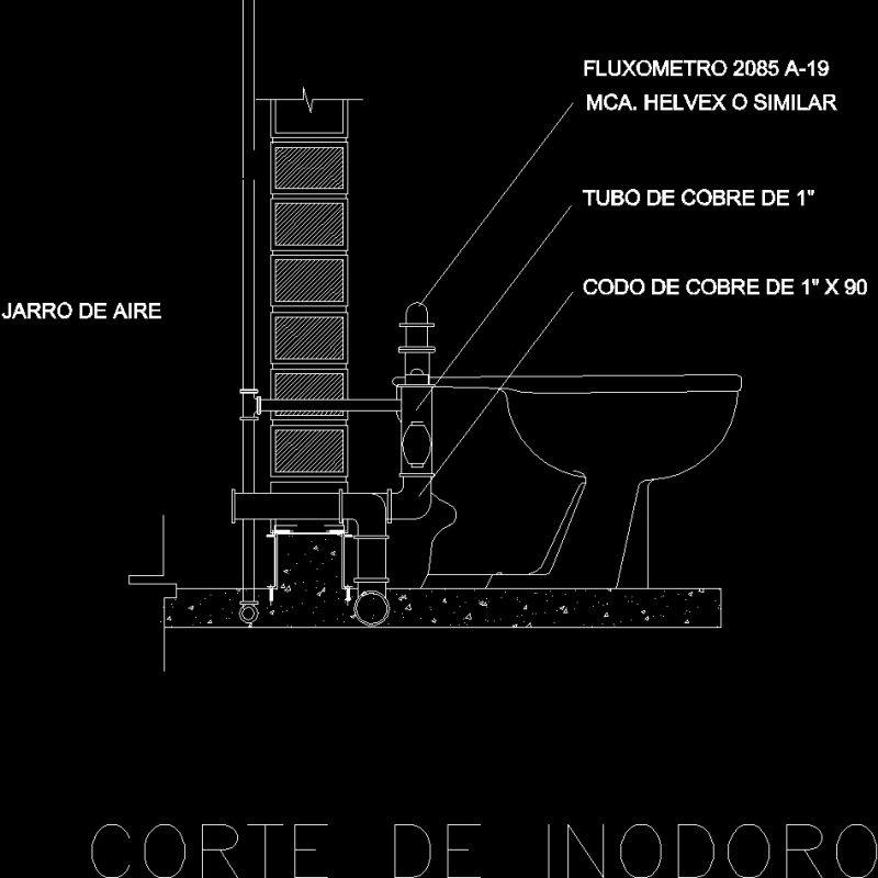 Detail ConnÉCtion Toilet With Airflow Meter DWG Detail for AutoCAD ...