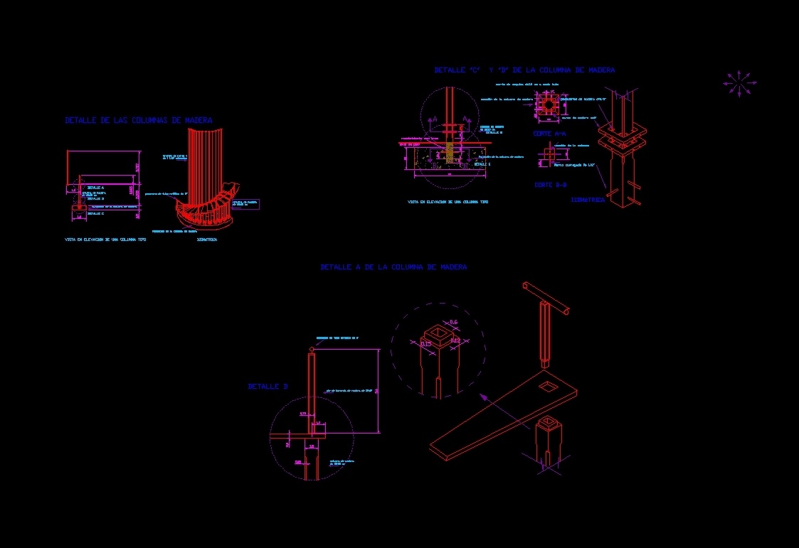 Detail Construction Of Wooden Column DWG Detail for AutoCAD • Designs CAD