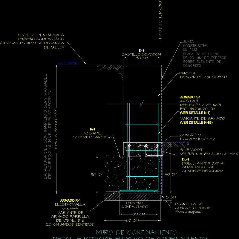 Detail Of Baseboard For Retaining Wall DWG Detail for AutoCAD • Designs CAD