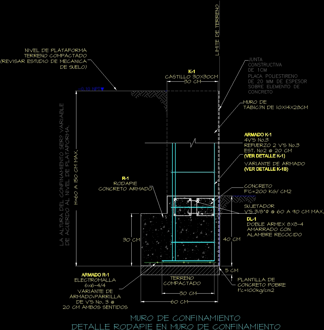 Detail Of Baseboard For Retaining Wall DWG Detail for AutoCAD • Designs CAD
