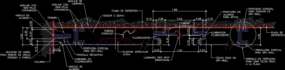 Detail Of Ceiling Tiles With Recessed Lighting; Section DWG Section for ...