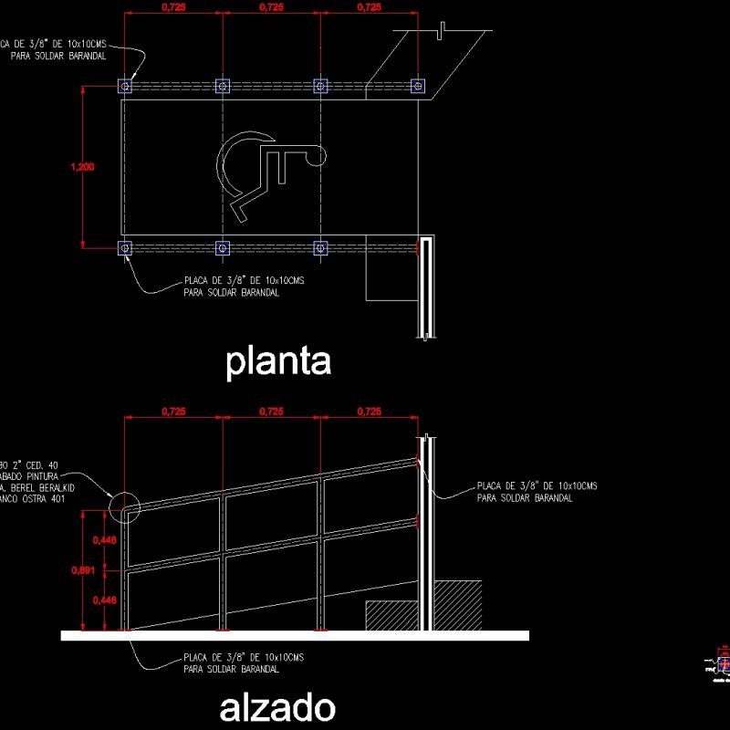 Detail Of Tubular Railing Ramp DWG Detail for AutoCAD • Designs CAD