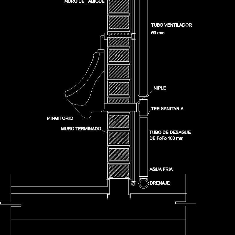 Detail Urinal Connection With Airflow Meter DWG Detail for AutoCAD ...