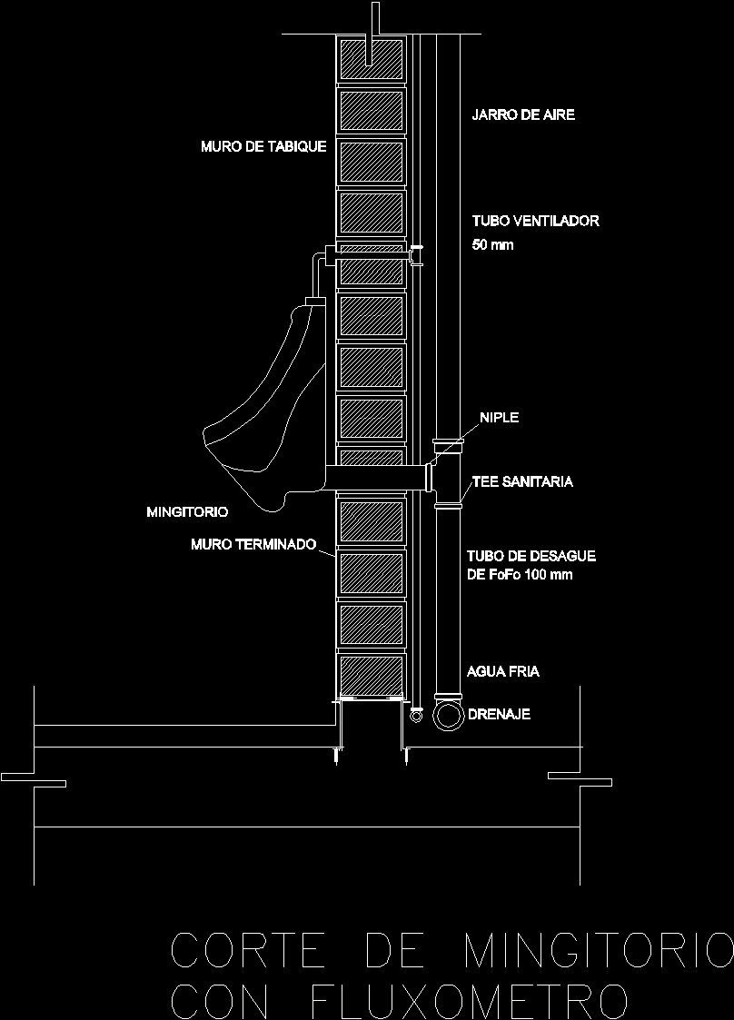 Detail Urinal Connection With Airflow Meter DWG Detail for AutoCAD ...