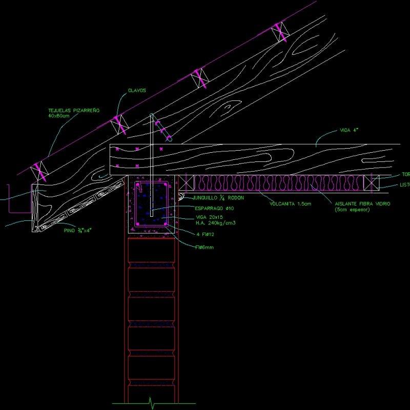 Detail Wooden Roof DWG Detail for AutoCAD • Designs CAD