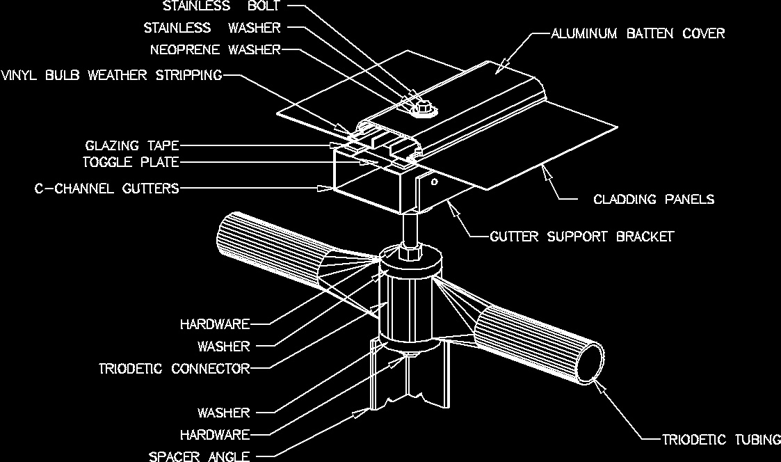 Details Triodetic System In Roof And Wall Built-In 2D DWG Detail for ...