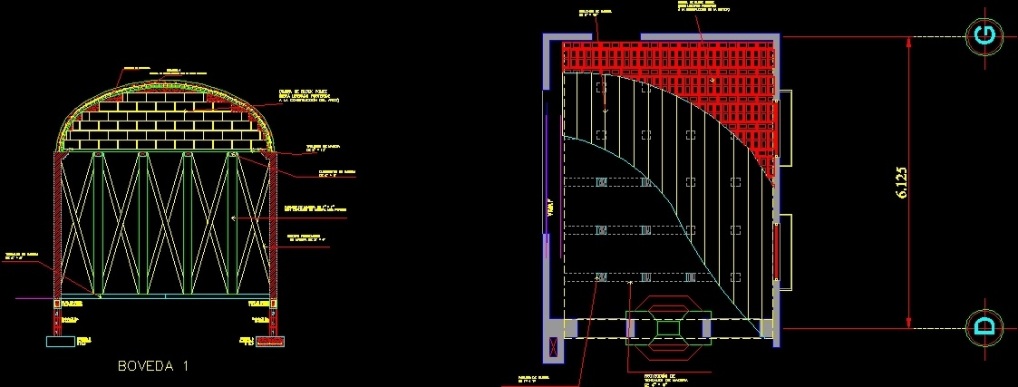 Domed Vault Construction Formwork, Wood And Cement Blocks DWG Detail ...