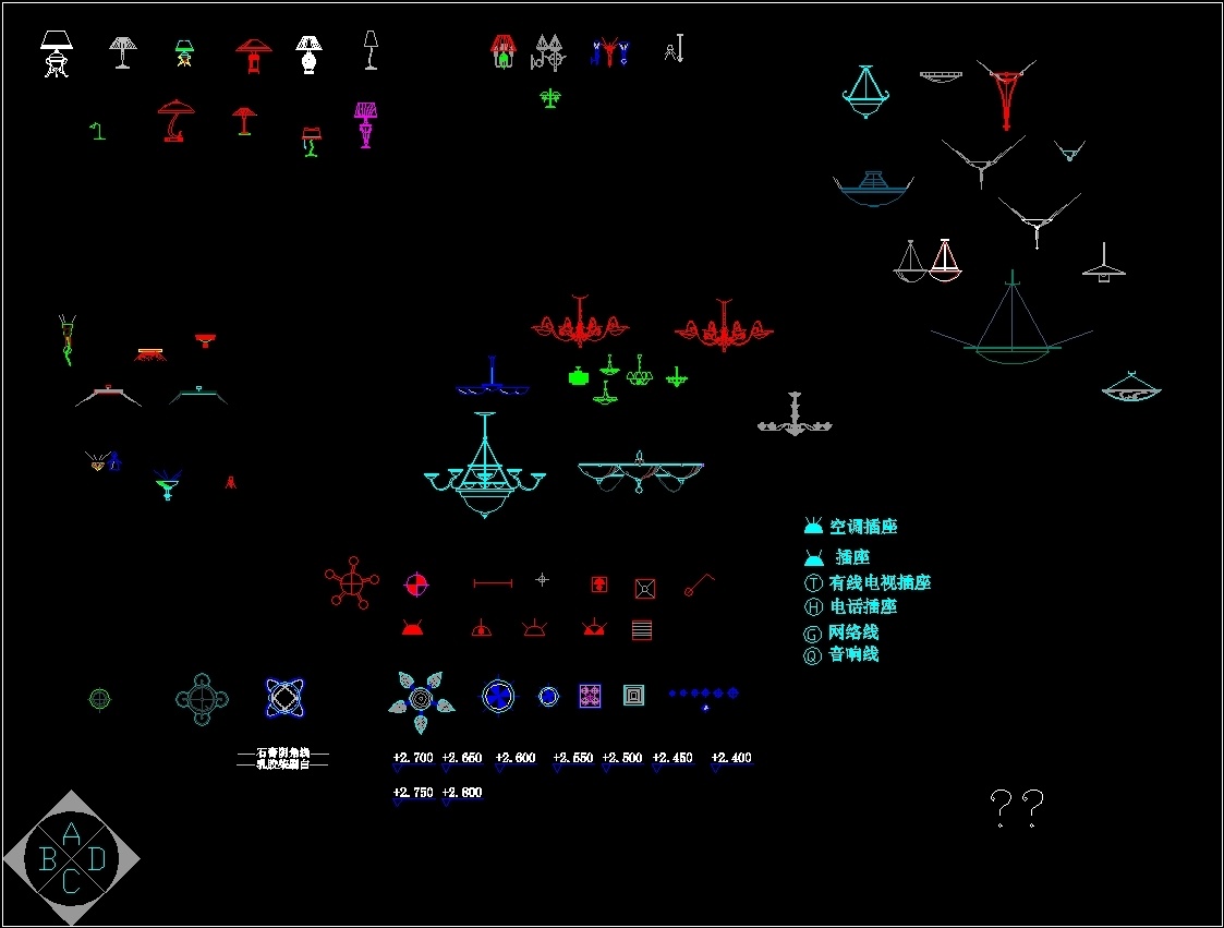 Drawings Lamps - Elevation - Cad Block DWG Elevation for AutoCAD ...