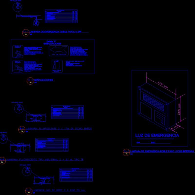 Emergency Lighting And Signage System DWG Detail for AutoCAD | DesignsCAD