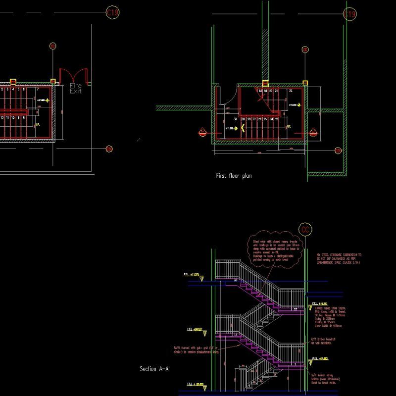 Escape Staircase DWG Detail for AutoCAD • Designs CAD