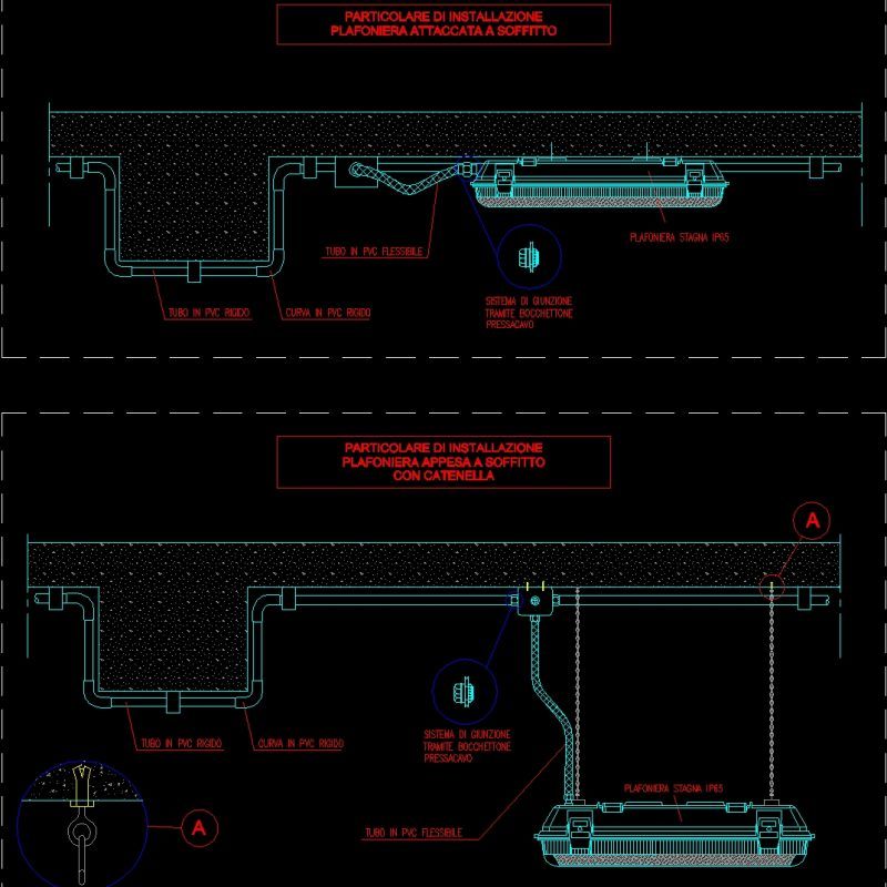 Installation Ceiling Light With Visible Pipe DWG Block for AutoCAD ...