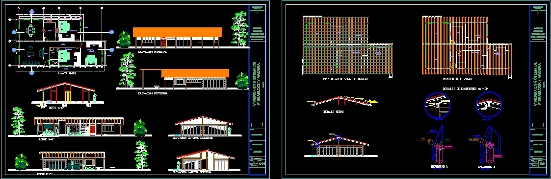 Modular, One Family Housing--Fibrablock Panels And Wood DWG Section for ...