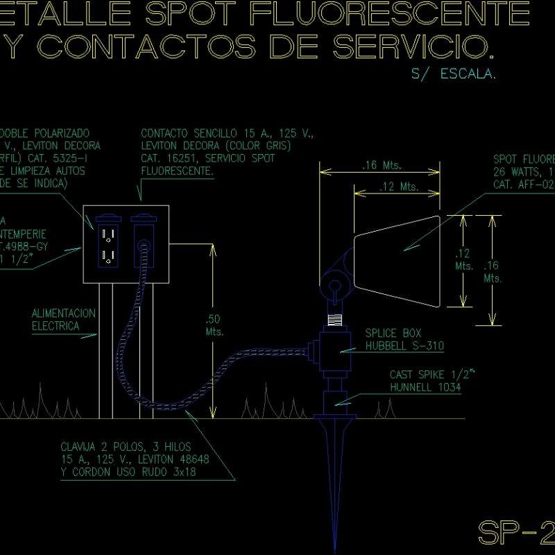 Outdoor Fluorescent Spot Light DWG Detail for AutoCAD • Designs CAD