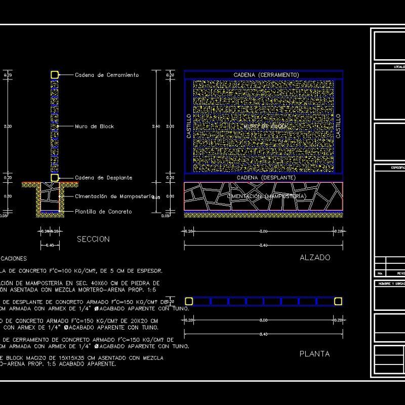 Perimeter Wall DWG Detail for AutoCAD • Designs CAD