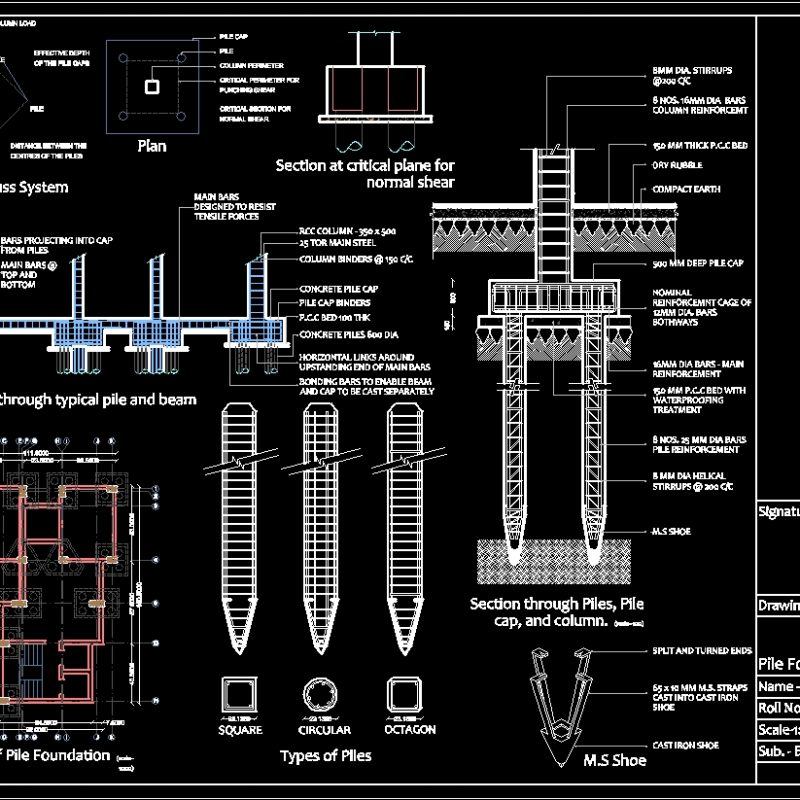 Pile Foundation Details DWG Detail for AutoCAD • Designs CAD