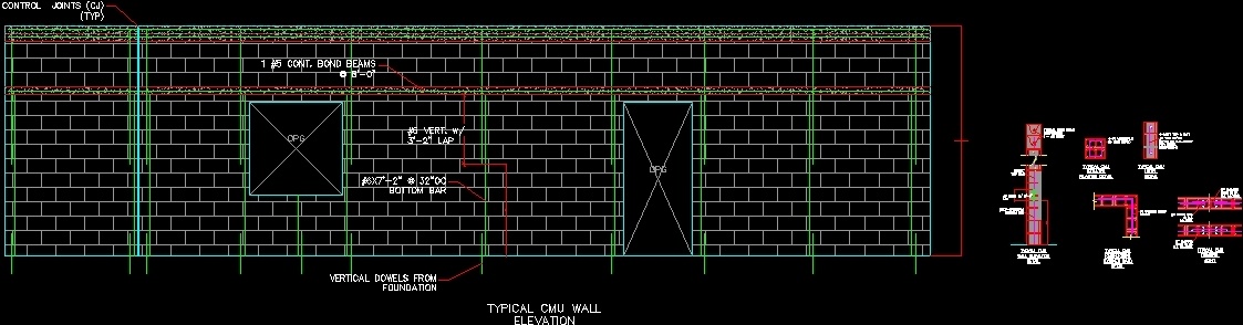 Refuerzo Varilla Pared (Cmu Wall Rebar) DWG Block for AutoCAD • Designs CAD