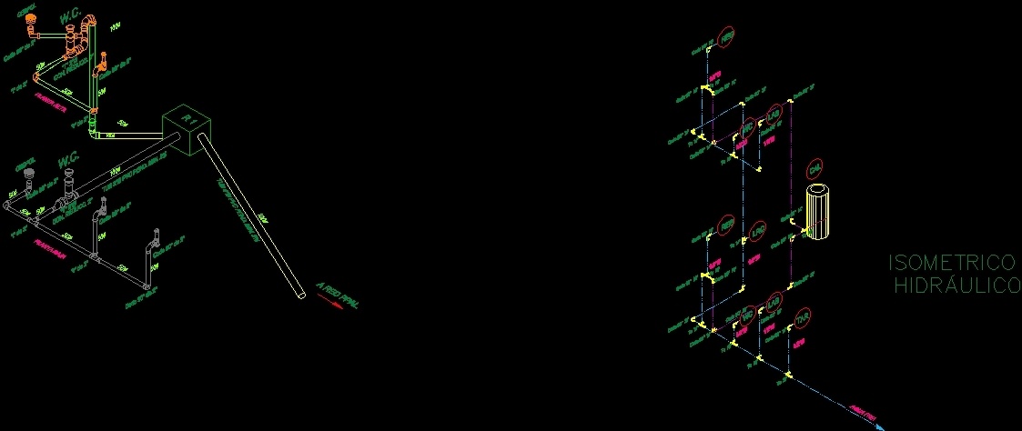Sanitary Plumbing, Water And Drainage, Isometric DWG Block for AutoCAD ...
