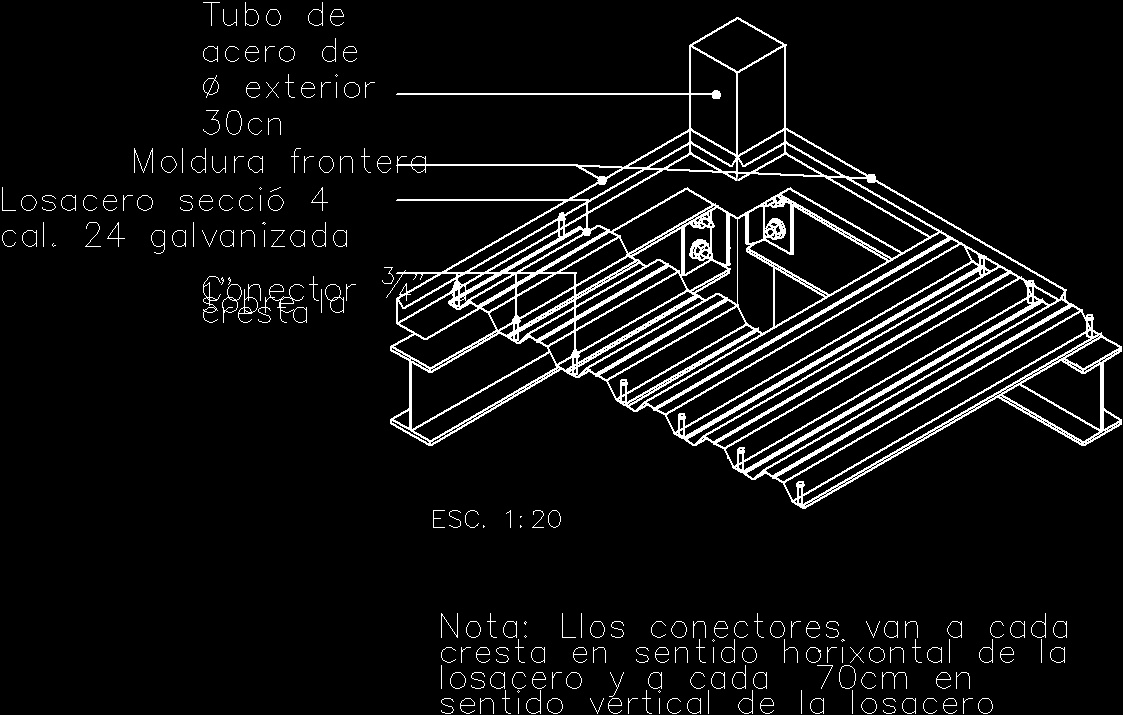 Steel Columns To Steel Slab DWG Detail for AutoCAD • Designs CAD