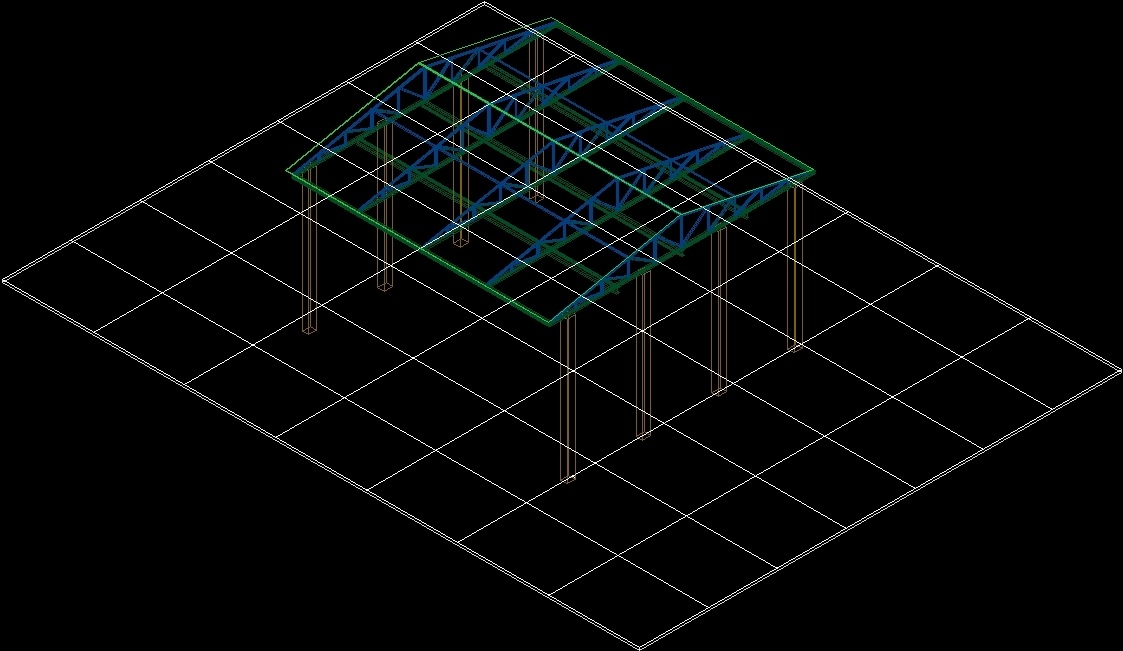 Structural Gable Roof 2 Aguas 3D DWG Full Project for AutoCAD • Designs CAD