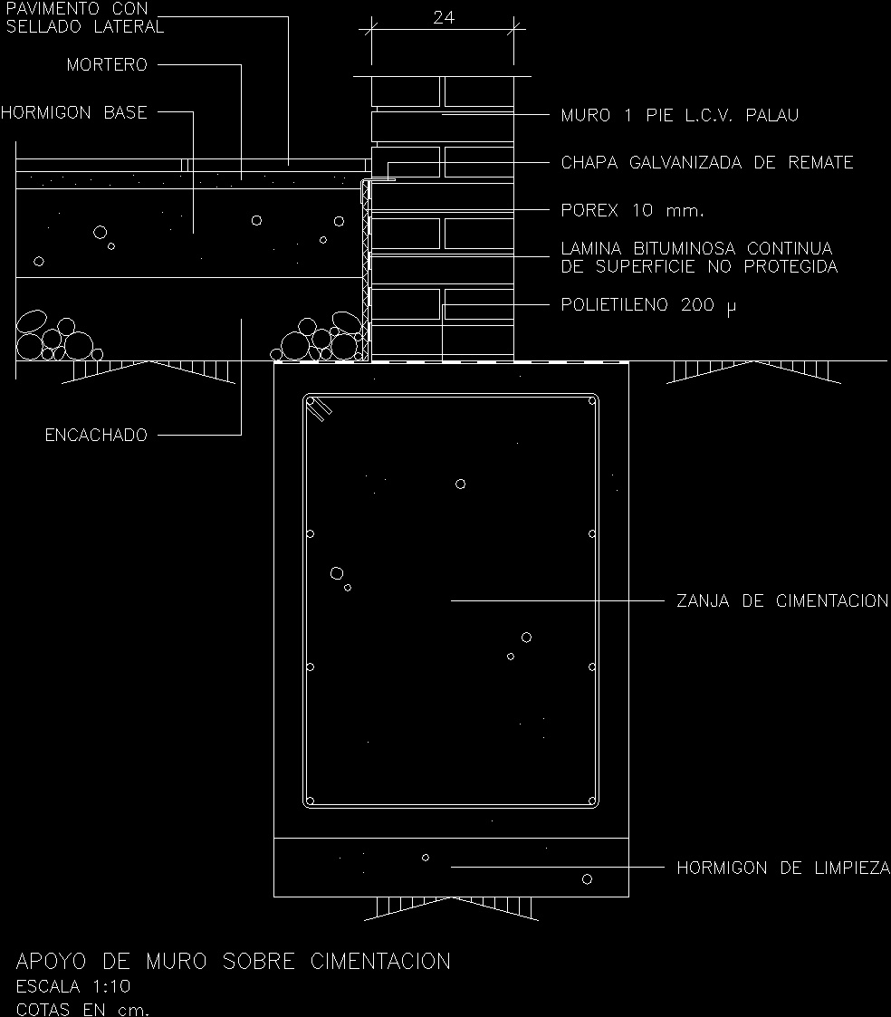 Support Wall On Foundation DWG Block for AutoCAD • Designs CAD